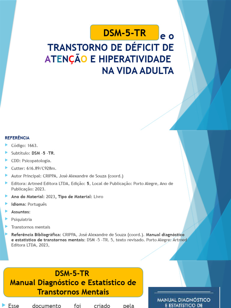DSM 5 TR e o TDAH em Adultos. | PDF | Manual Diagnóstico e Estatístico de Transtornos Mentais ...