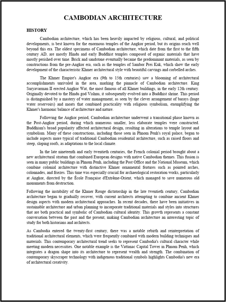 Cambodian Architecture History | PDF | Angkor | Cambodia