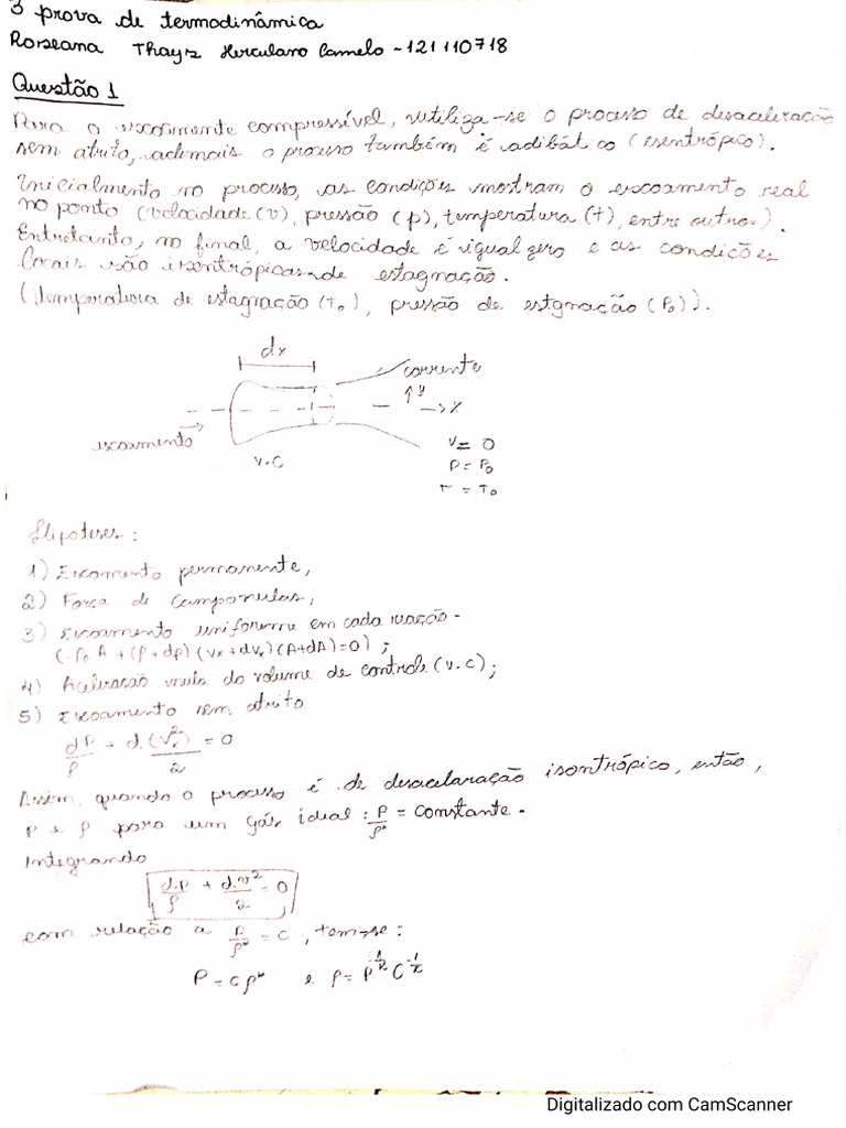 Prova de Termodinâmica Respondida | PDF