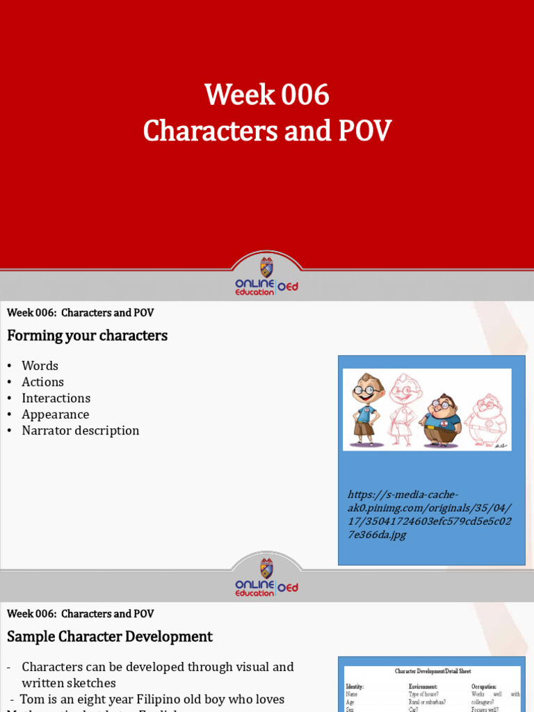 Week 006 - Presentation - Characters and POV | PDF | Narration