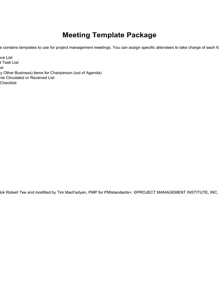 Meeting Template Package Pdf