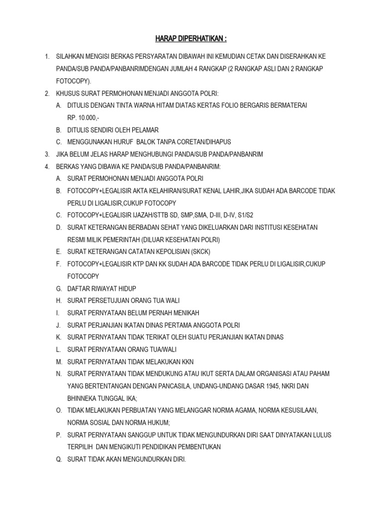 Berkas - Pendaftaran - Bintara - 2024 (FERY VERNANDO) | PDF