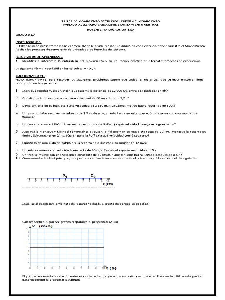 Taller de Mru-Mua-Caida Libre | PDF | Velocidad | Aceleración
