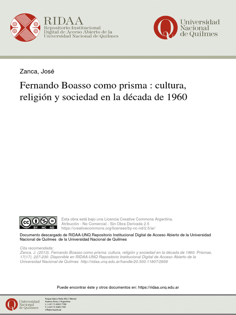 Fernando Boasso: Cultura y Religión en los 60 | PDF | Iglesia Católica ...