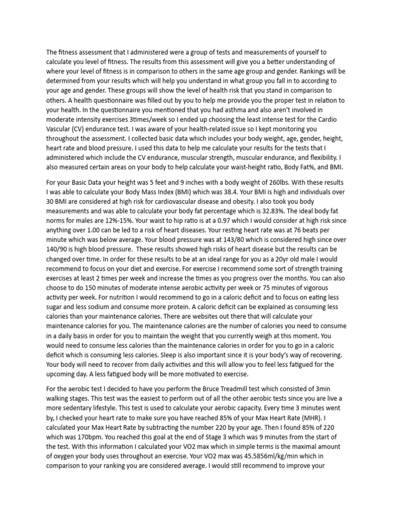 Fitness Assessment | Download Free PDF | Aerobic Exercise | Physical Fitness