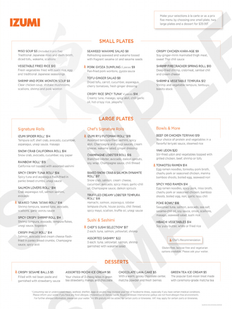 Izumi Menu Sample | PDF