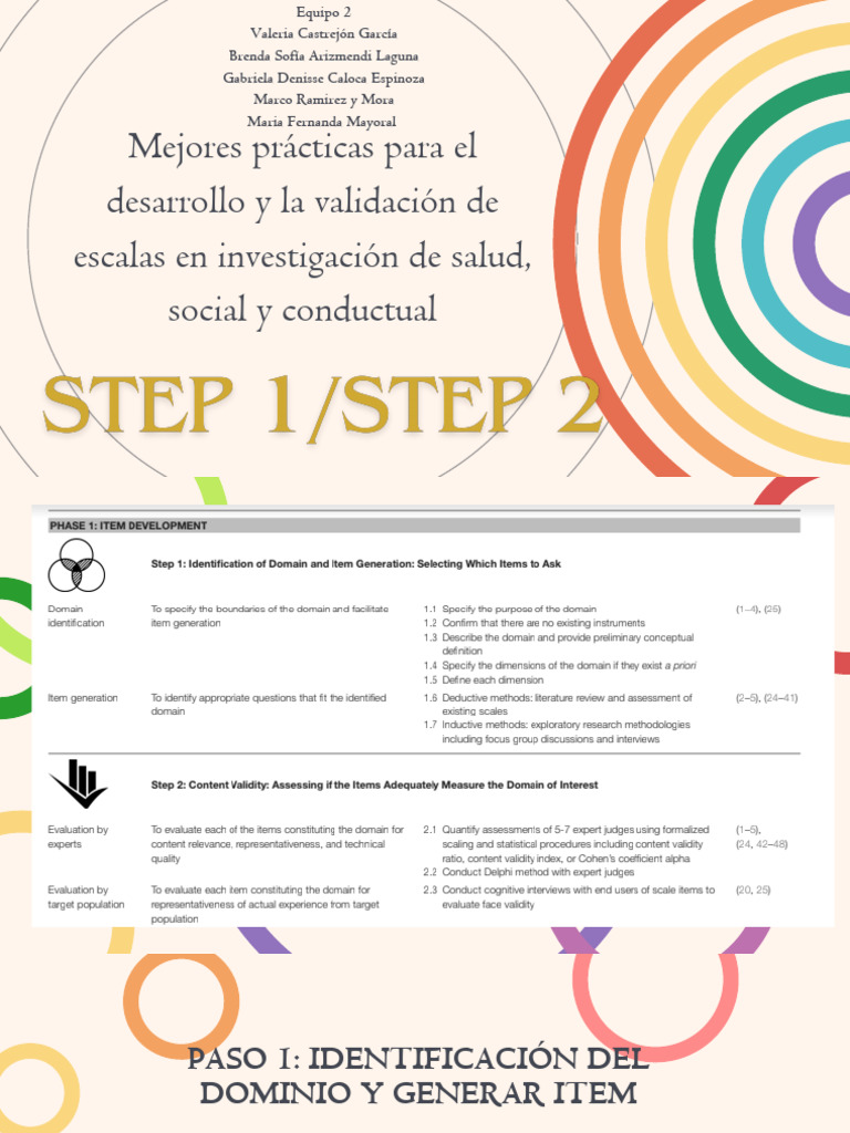 STEP 1 STEP 2 Art. Validación de Escalas en Inv de Salud PP | PDF | Validez (Estadísticas ...