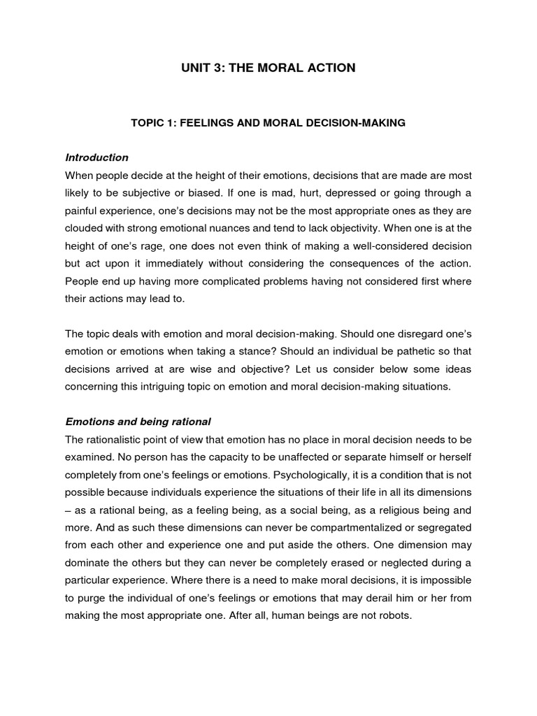 Ethics Topic 3 | PDF | Emotions | Decision Making