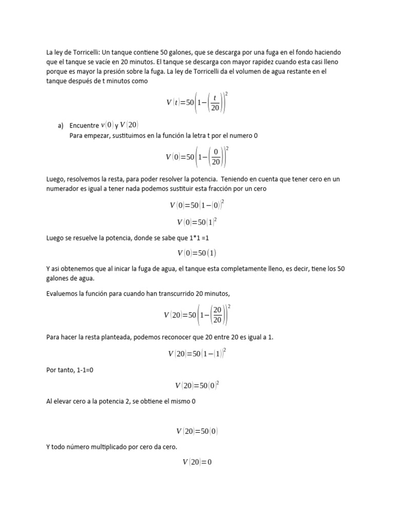 La Ley de Torricelli Calculo | PDF