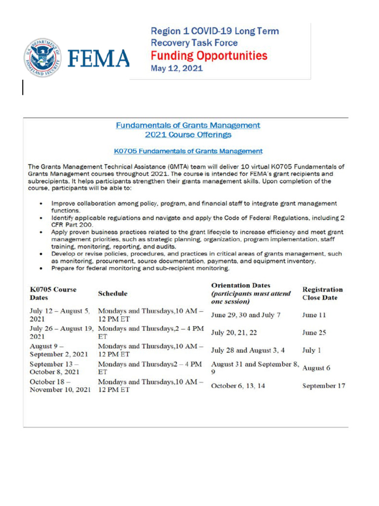 Fema Funding Opportunities | PDF | United States Department Of ...