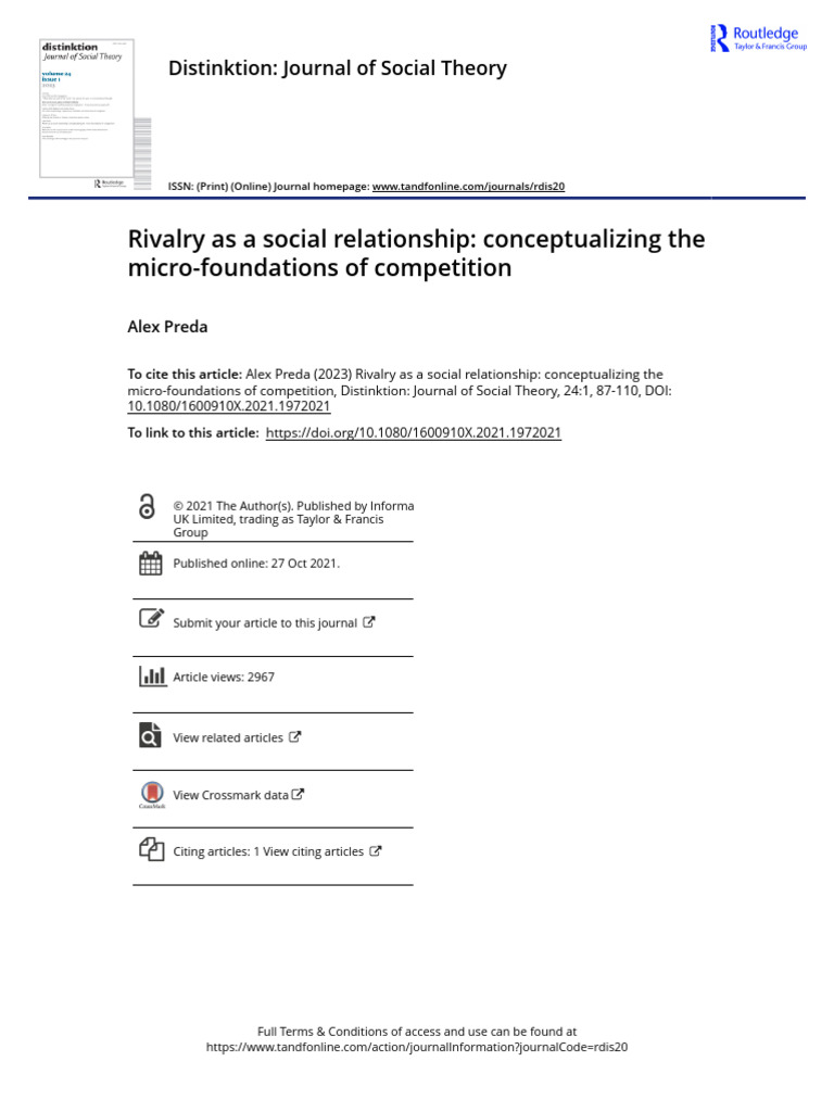 Rivalry As A Social Relationship Conceptualizing The Micro-Foundations ...