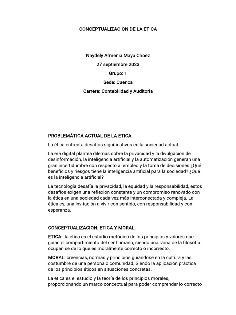 Etica 1 Tarea | PDF | Moralidad | Inteligencia artificial
