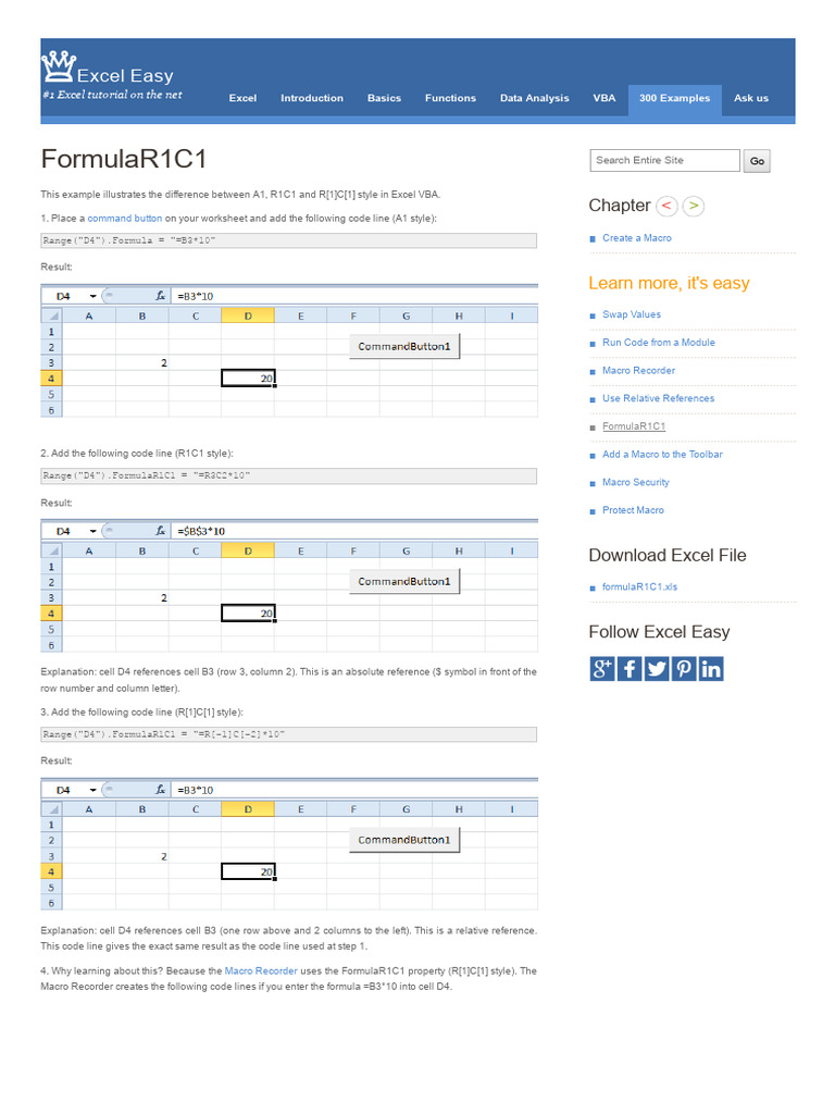 Chapter 1.6 - Formula R1C1 | PDF | Microsoft Excel | Computer Science