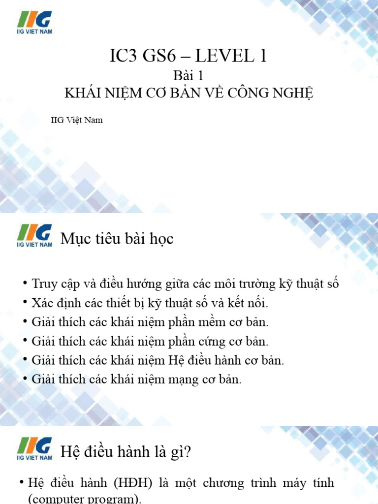 IC3 GS6 - Level 1 - Lesson 1 | PDF