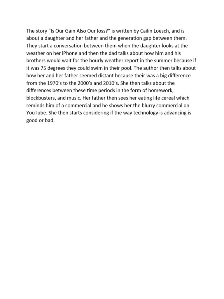 Summary Is Our Gain Also Our Loss | PDF