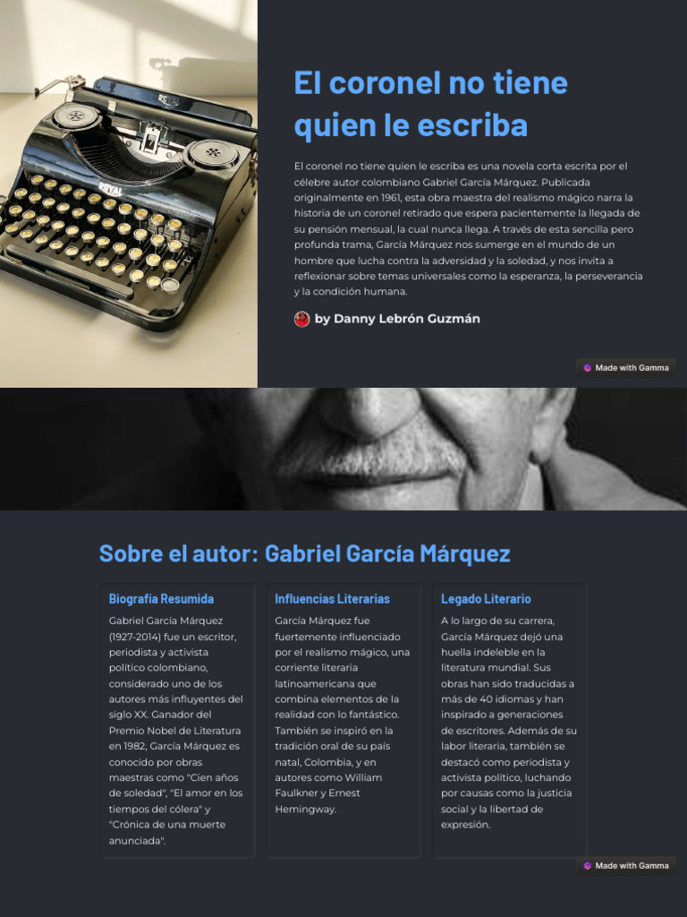 El Coronel No Tiene Quien Le Escriba: by Danny Lebrón Guzmán | PDF | Gabriel García Márquez ...