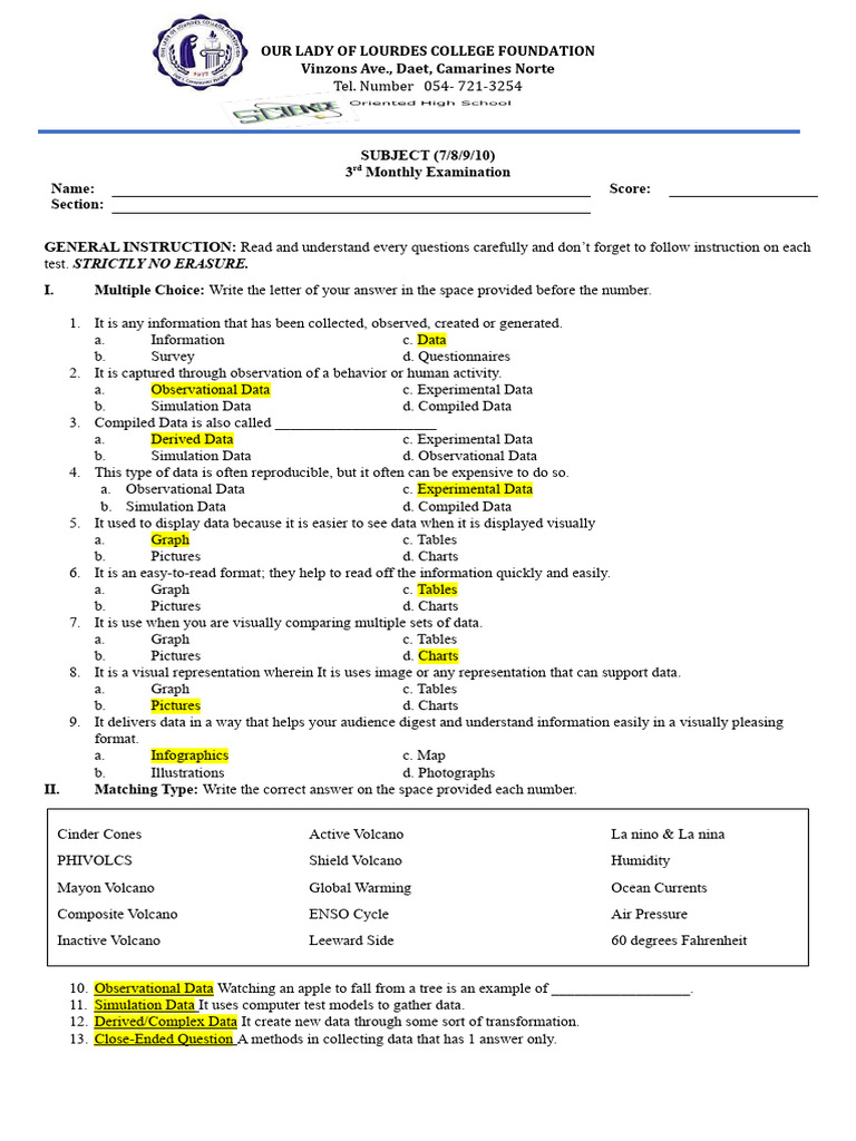 Grade 7 - Research Exam | PDF | Infographics | Chart