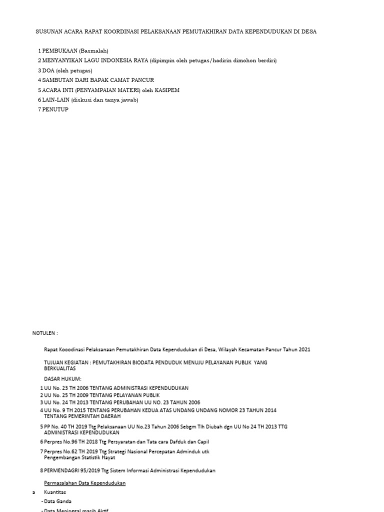 Susunan Acara Dan Resume | PDF