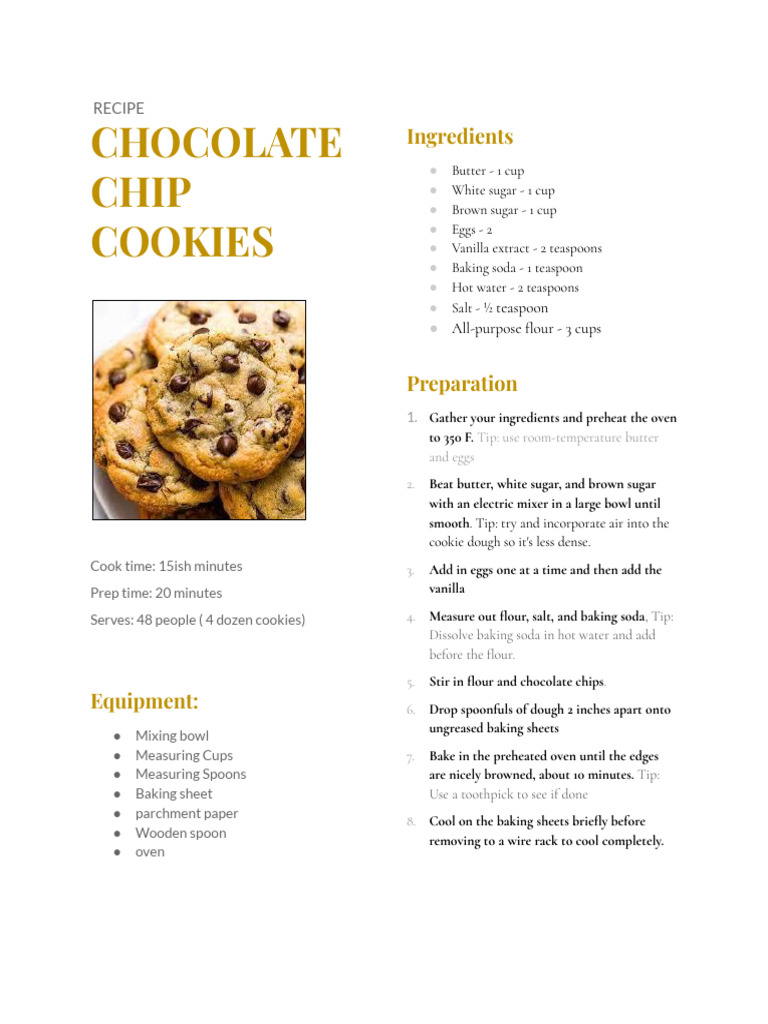 Final Copy of Recipe Card | PDF | Baking | Sugar