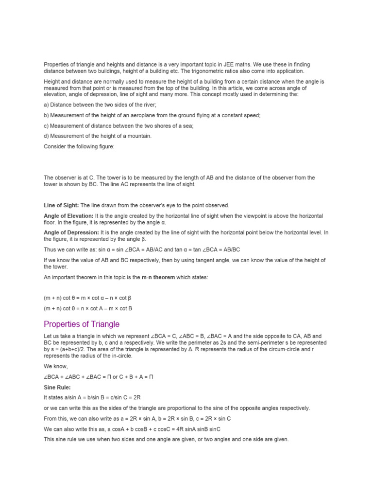 Properties of Triangles Level II | PDF | Triangle | Trigonometric Functions
