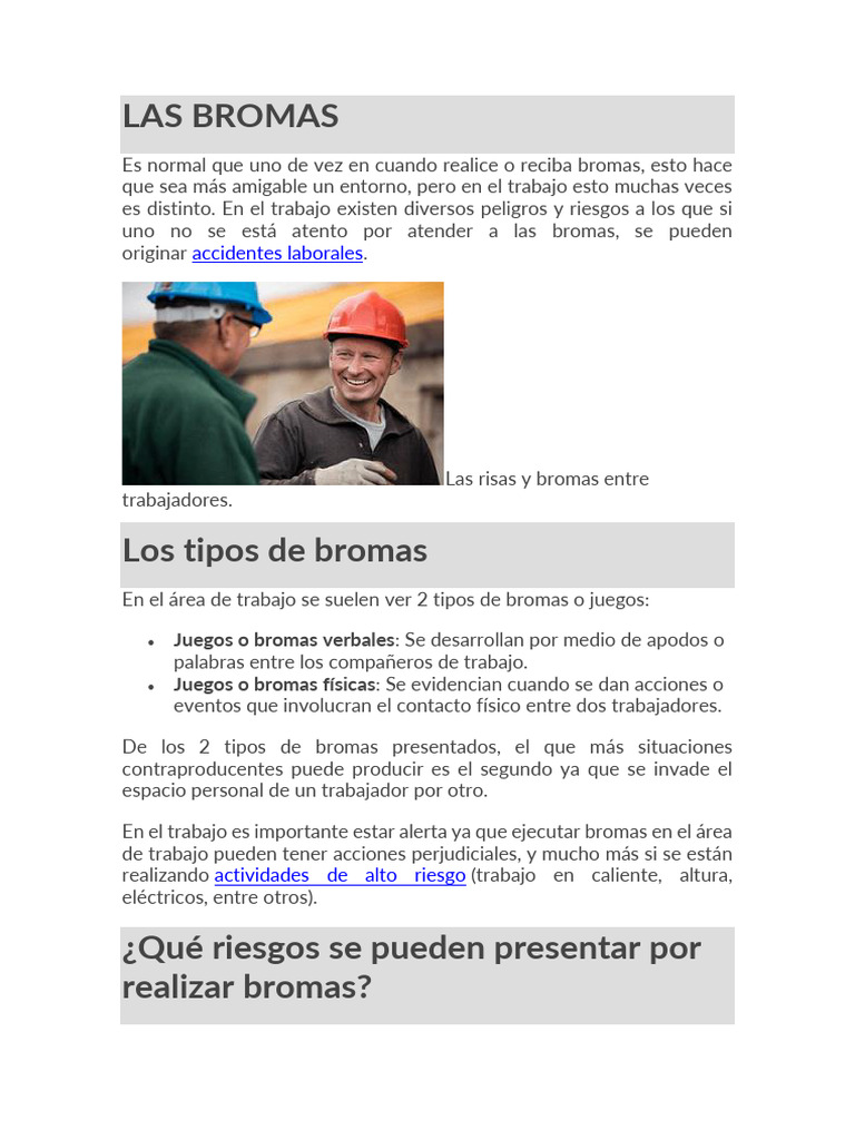 Riesgos Laborales por Bromas y Actos Inseguros | PDF | Andamio