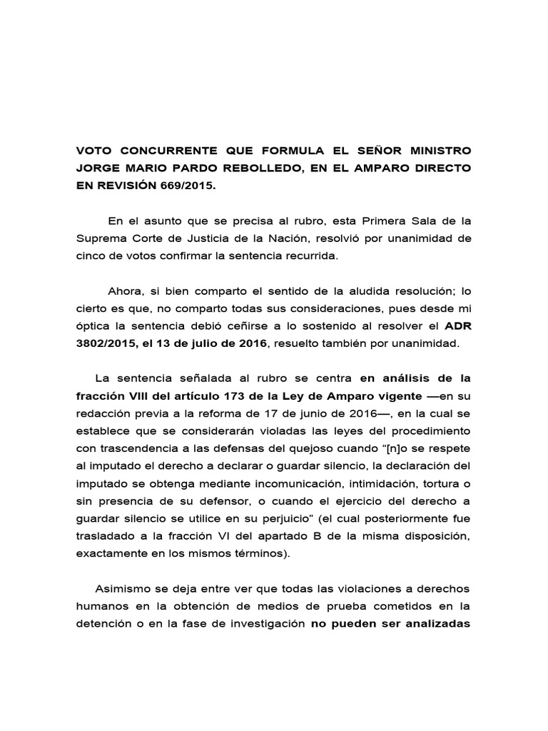 ADR 669-15 Voto Concurrente Jorge Mario Pardo Rebolledo | PDF | Debido ...