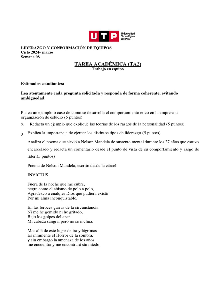 S08.TA2. Indicaciones de La Tarea Académica 2 (TA2) PDF | PDF
