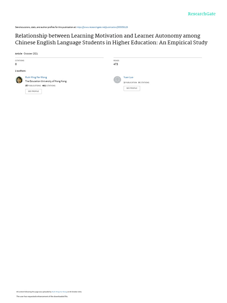 Learning Motivation & Autonomy in EFL Students | PDF | Motivation | Motivational