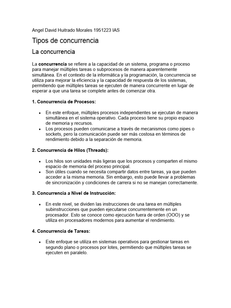 Angel Huitrado Tipps de Concurrencia | PDF | Hilo (Computación) | Proceso (Computación)