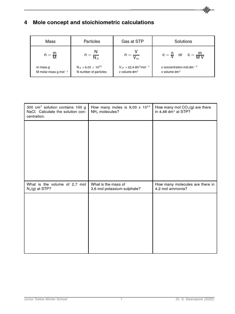 Mole Concept and Stoichiometry Guide | PDF | Stoichiometry | Chemistry