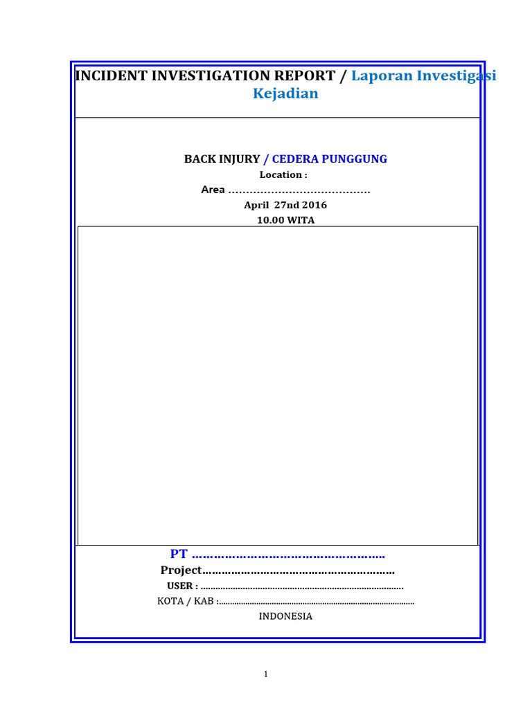 HSE-Form-P-013-01 Investigation Report Blank Rev.1 | PDF | Safety