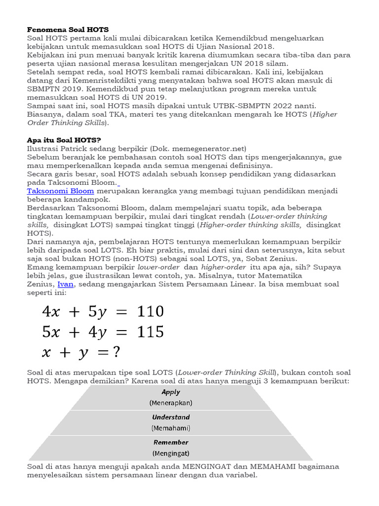 Fenomena Soal HOTS | PDF