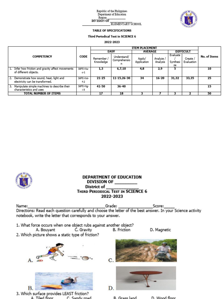 Pt Science 6 Q3 Done Pdf Friction Gravity