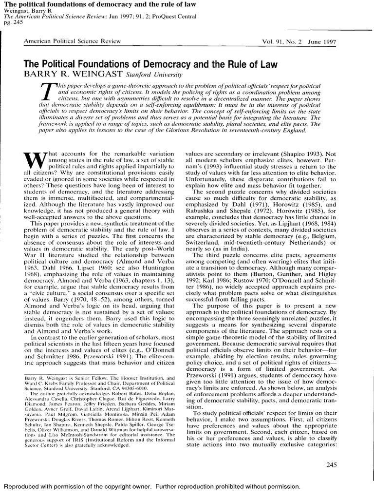 Weingast 1997 | PDF