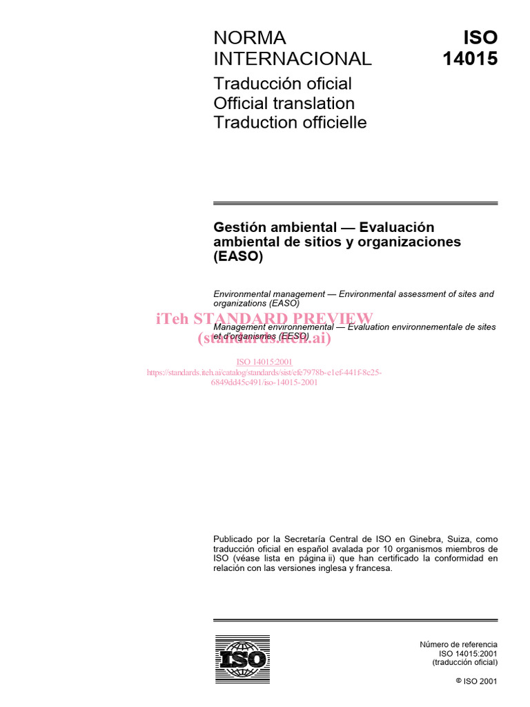 Iso 14015 2001 | PDF | Organización internacional para la ...