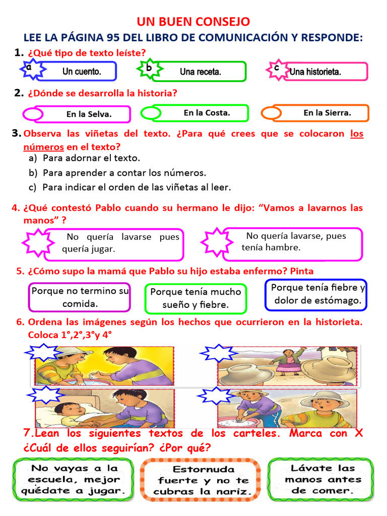 7.fichaaa Leemos Una Historieta Buen Consejo | PDF