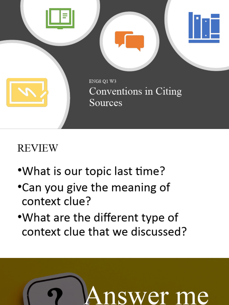 ENG8 Q1 W3 Conventions in Citing Sources | PDF | Bibliography | Intellectual Property