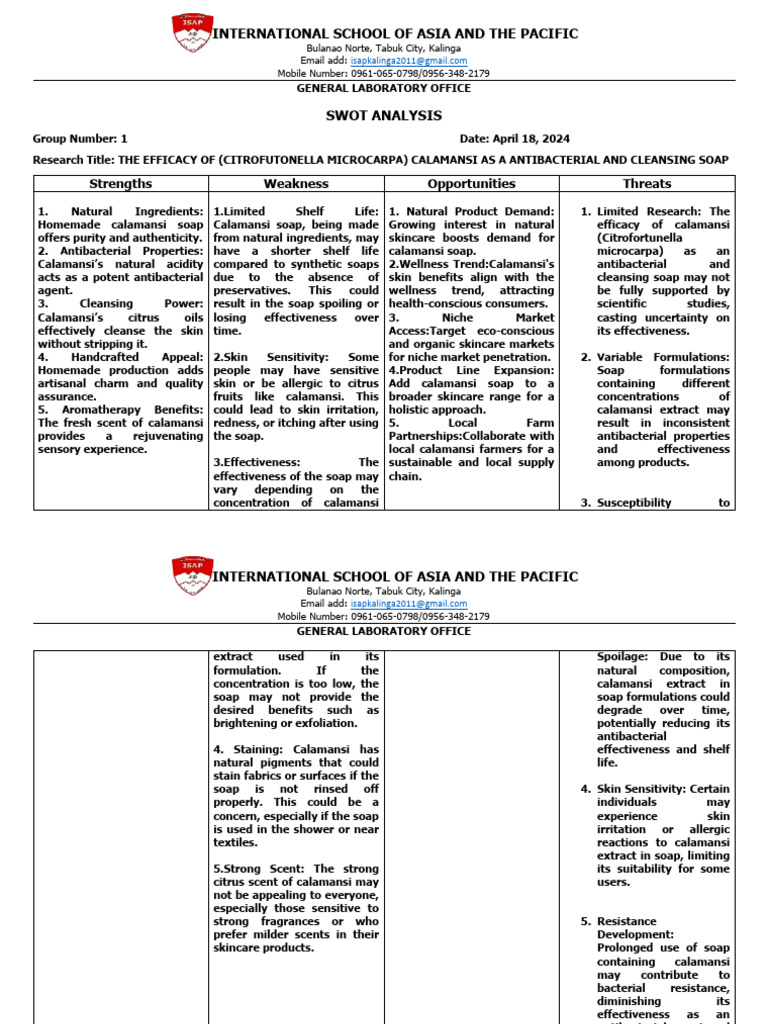 Swot Analysis | PDF | Cosmetics | Odor