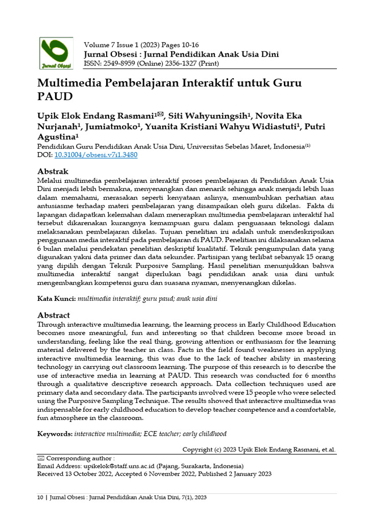 Multimedia Pembelajaran Interaktif Untuk Guru PAUD | PDF