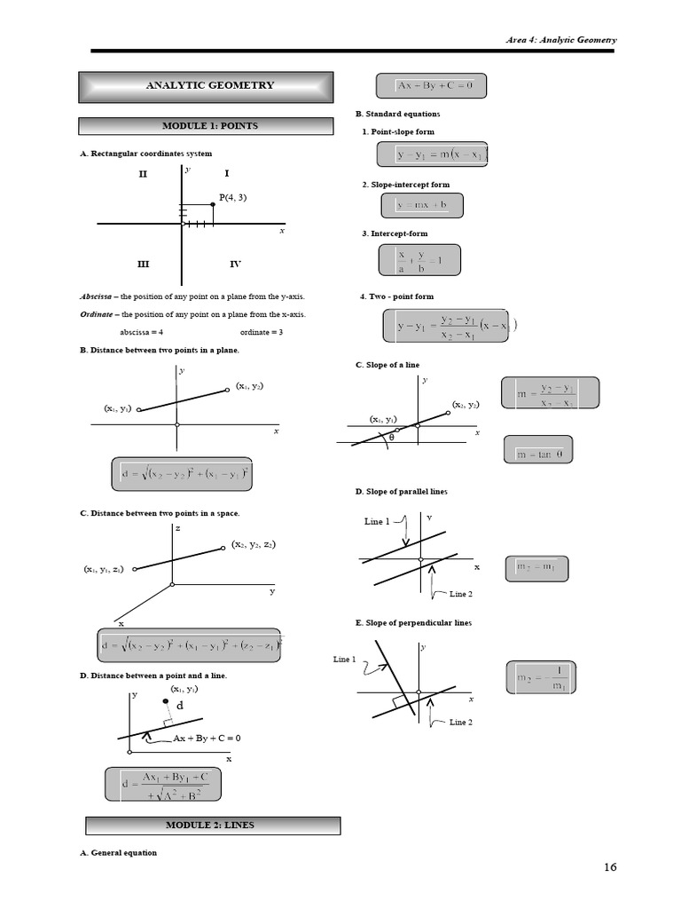 Formula Analytic Geometry | PDF | Ellipse | Elementary Mathematics