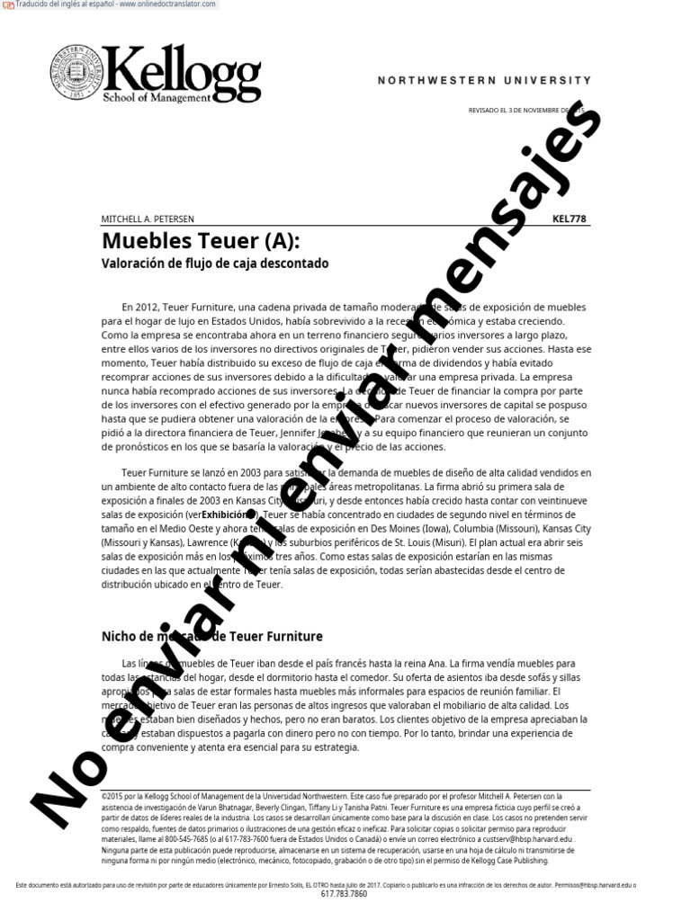 Valoración de Teuer Furniture: Estrategia y Crecimiento | PDF ...