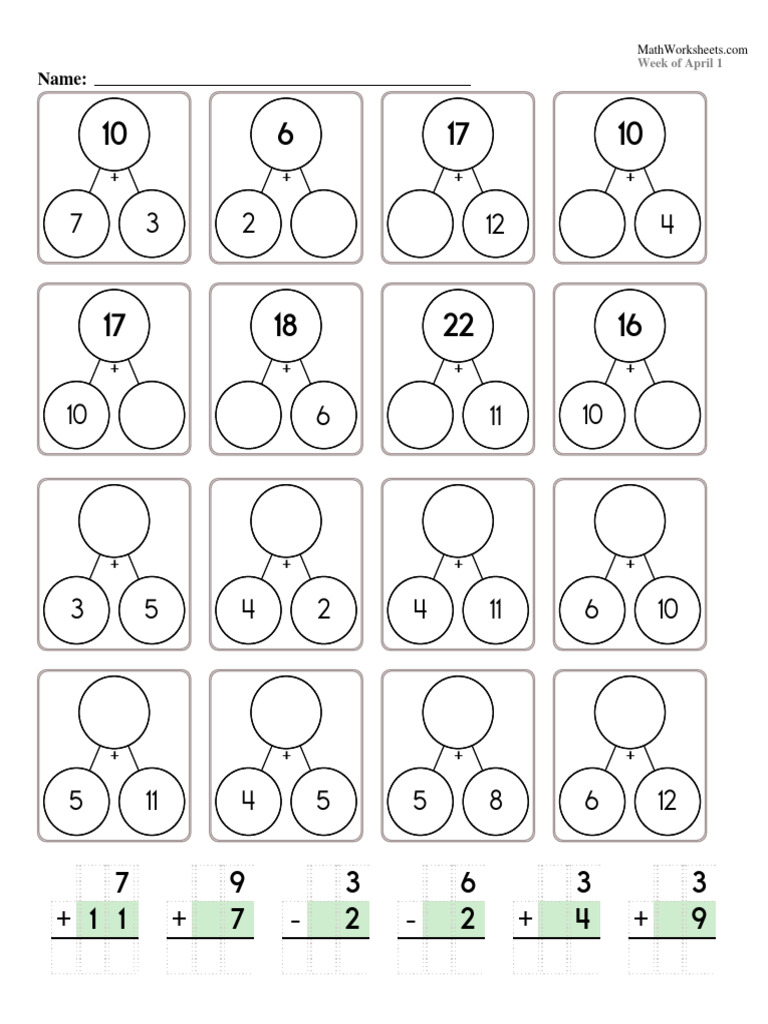 MathWorksheetsGrade1 4 1 | PDF
