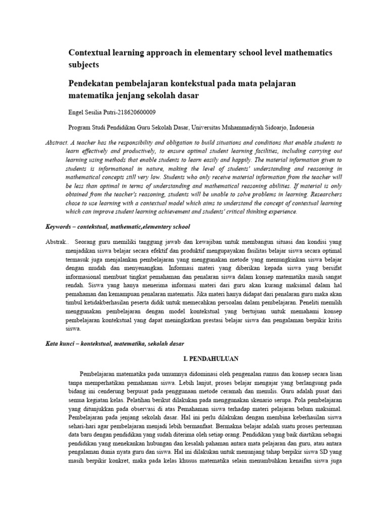 Contextual Learning Approach ARTIKEL | PDF