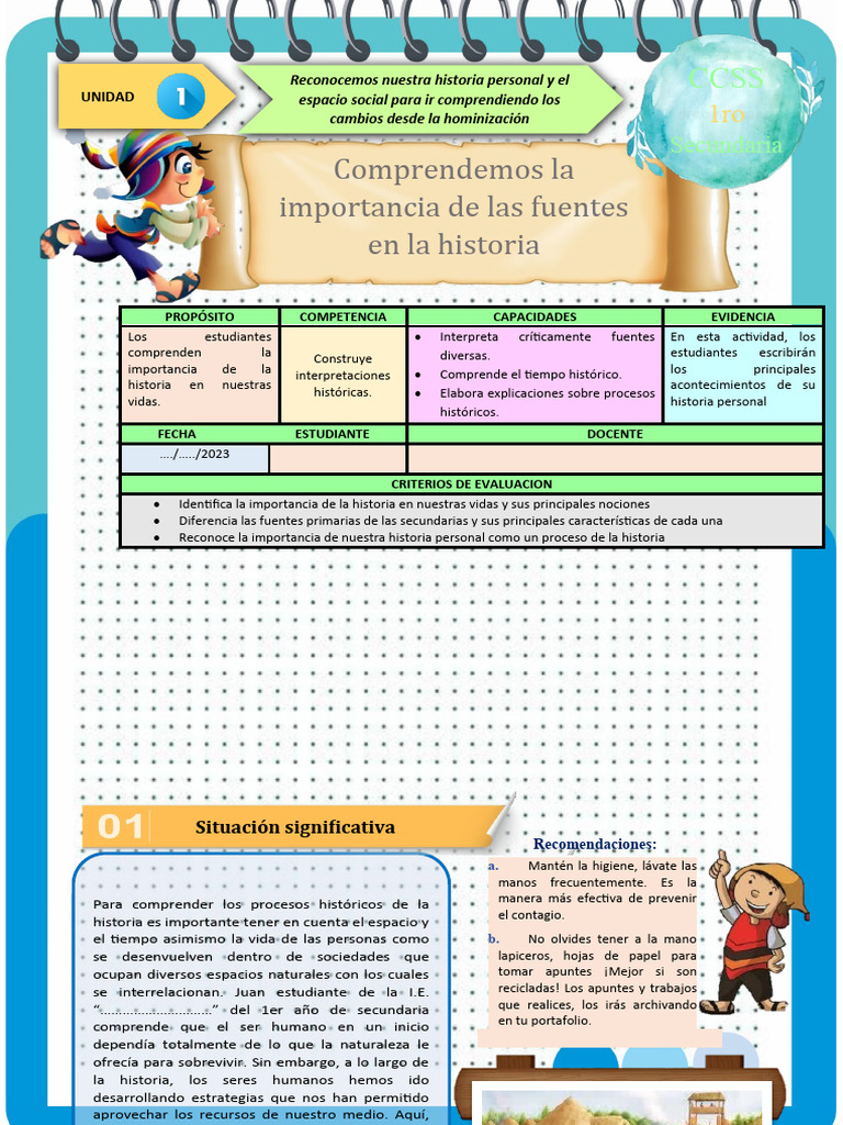 Ficha de Actividad CCSS 1°-Semana 1 | PDF | Historiador | Arqueología