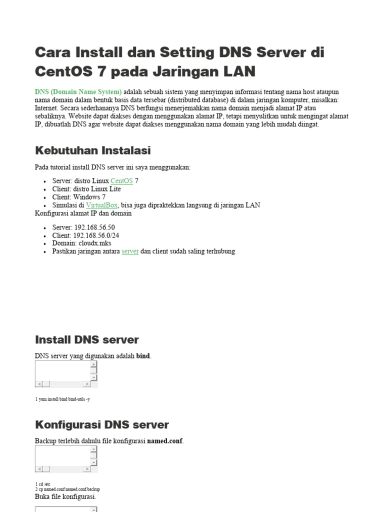 Setting DNS Server di CentOS 7 | PDF