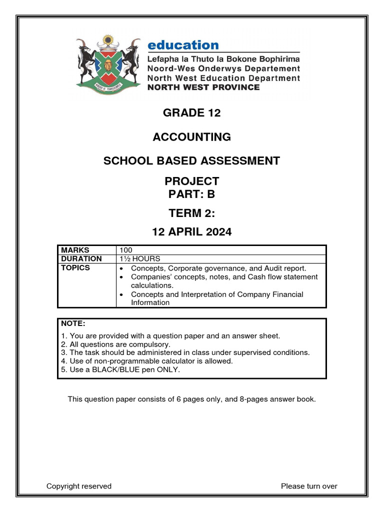 2024 Acc Gr12 T2 Project QP | PDF | Dividend | Stocks