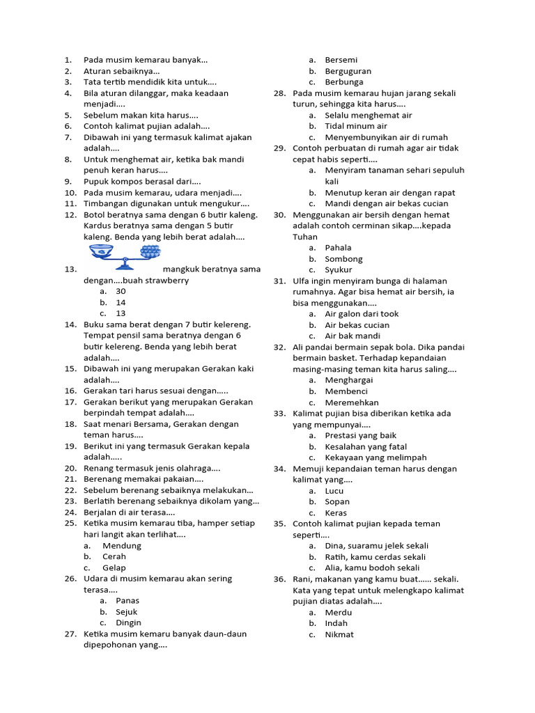 Soal Kelas 1 Tema 8 Subtema 2 | PDF
