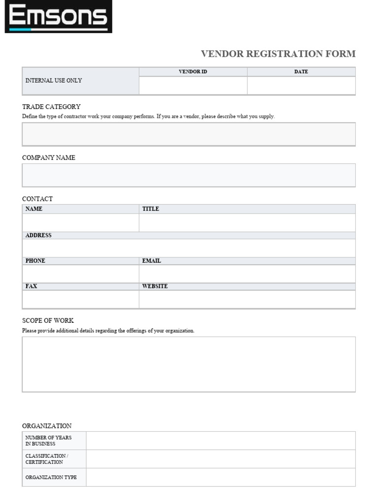 Vendor Registration Form II | PDF | Payments | Cheque