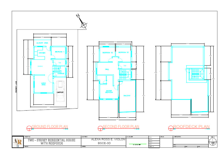 Ground Floor Plan Second Floor Plan Roofdeck Plan: Two - Storey ...