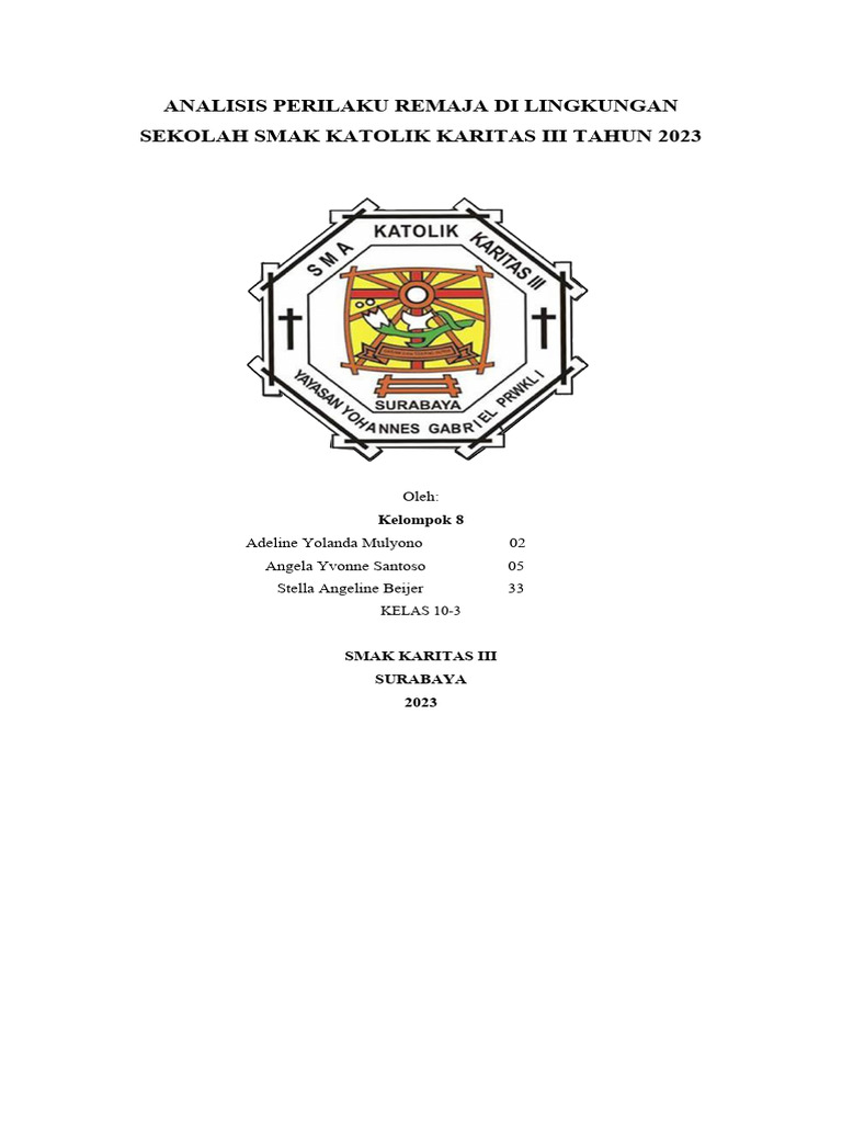 Analisis Perilaku Remaja SMAK Karitas 3 | PDF